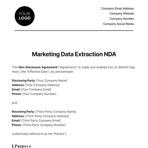 Free Marketing Data Extraction Nda Template To Edit Online
