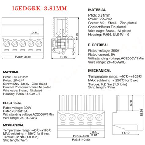 15edgrk Mating Terminal Blocks Pluggable Female And Male Right Angle