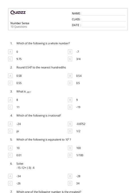 Number Sense Worksheet Free Math Worksheet For Kindergarten Number