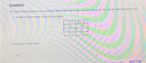 Solved The table below represents the probability density | Chegg.com
