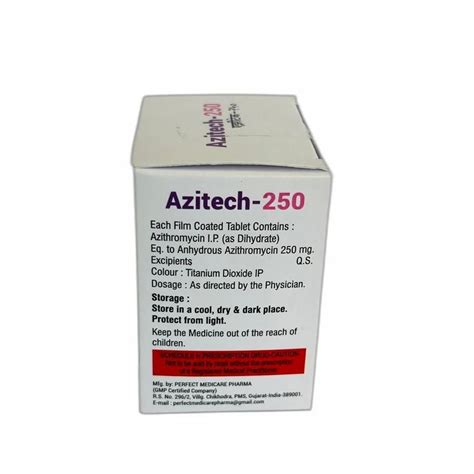 250 Mg 500 Mg Azithromycin Azitech Tablet At Rs 230box