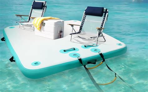 Inflatable Floating Dock Platform Inflatable Raft Water Pad Multi Person Air Floating Islands