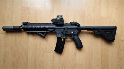 VFC HK A Gen With Hkey Handguard Angrygun Iron Sights And Rotex Suppressor Airsoft Bazaar