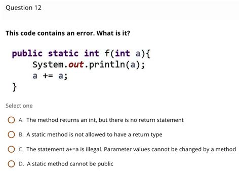 Get Answer Question 12 This Code Contains An Error What Is It