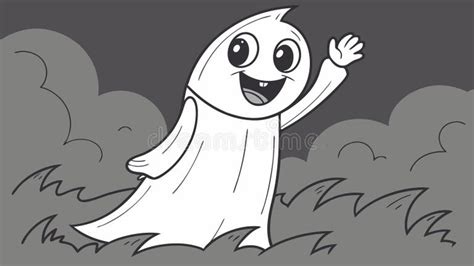 Adorable Waving Ghost For Halloween Fun Vector Design Generative Ai