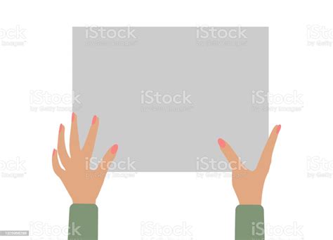 빈 배너를 들고 있는 여성의 손 텍스트 공간을 복사합니다 벡터 일러스트레이션 개념에 대한 스톡 벡터 아트 및 기타 이미지 개념 건설 프레임 공란 Istock