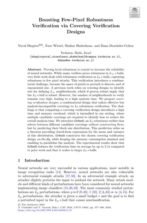 Pdf Boosting Few Pixel Robustness Verification Via Covering