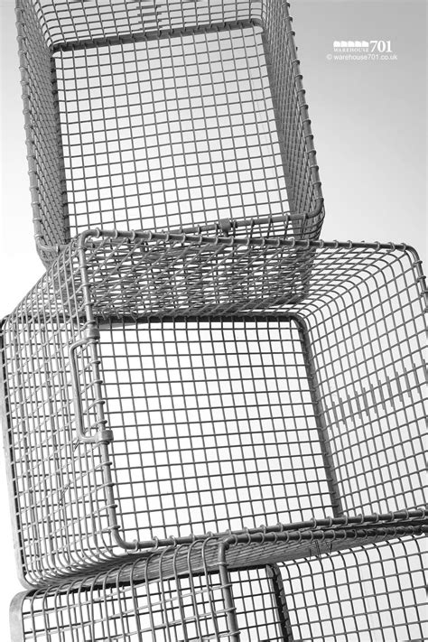 Reclaimed Heavy Gauge Stackable Wire Storage Crates With Dual Handles
