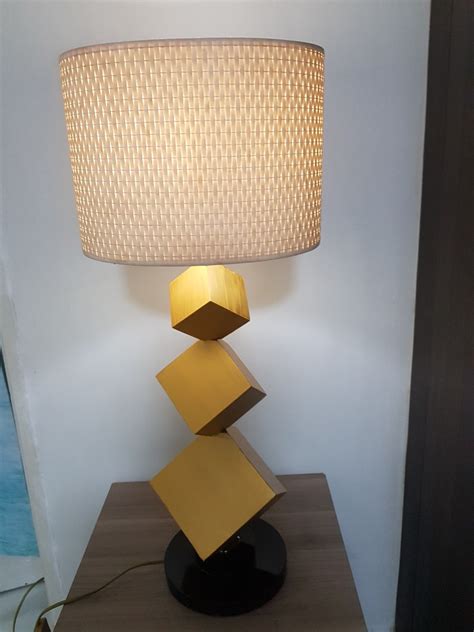 Angular Stacked Cubes Table Desk Lamp Oval Lampshade Furniture Angular Stacked Cubes Table Desk Lamp Oval Lampshade Furniture