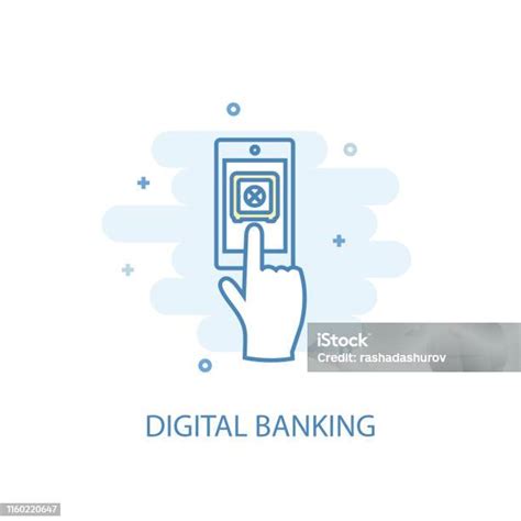 디지털 뱅킹 컨셉 라인 아이콘입니다 간단한 요소 그림입니다 개념에 대한 스톡 벡터 아트 및 기타 이미지 개념 구매 금융