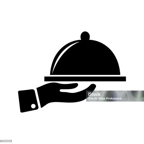 손 아이콘 간단한 요리 기호 벡터 일러스트 레이 션에 식사 트레이 금속에 대한 스톡 벡터 아트 및 기타 이미지 금속 돔 건축적 특징 디자인 Istock