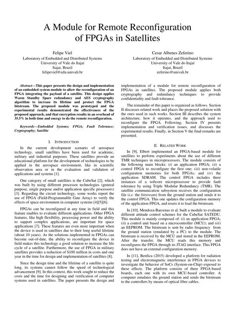 Pdf A Module For Remote Reconfiguration Of Fpgas In Satellites