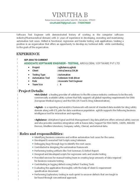 Automation Test Engineer Pdf Software Testing Automation