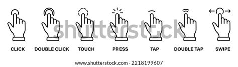 Computer Mouse Pointer Finger Line Icon Stock Vector Royalty Free
