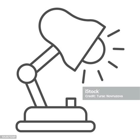 책상 램프 얇은 라인 아이콘 교육 개념 흰색 배경에 테이블 램프 기호 모바일 개념 및 웹 디자인을위한 개요 스타일의 독서 램프 아이콘 벡터 그래픽 가구에 대한 스톡 벡터