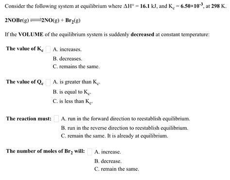 Solved Consider The Following System At Equilibrium Where Ah