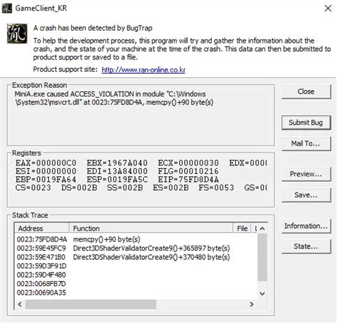 A Crash Has Been Detected By BugTrap Can Someone Help Me Pls RaGEZONE MMO Development