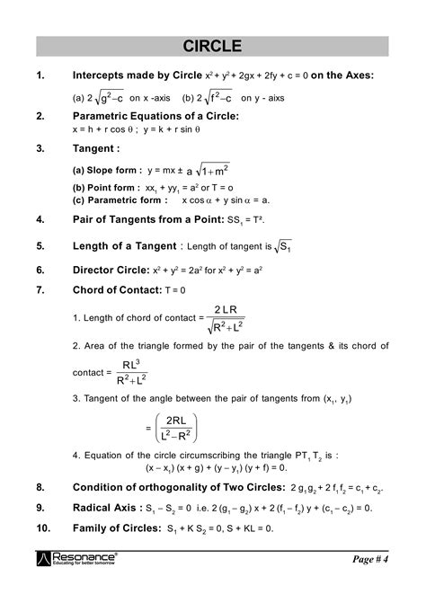 Maths Jee Formulas Pdf