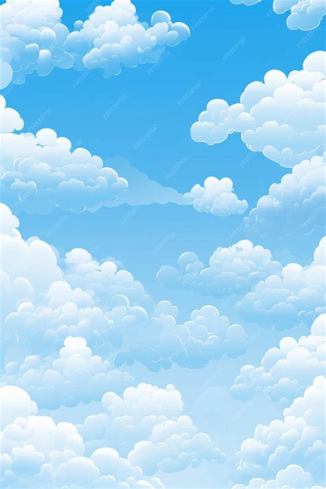 Premium Photo A Cartoon Illustration Of Clouds In The Sky