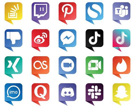 20 íconos De Marca De Redes Sociales Estilo Burbuja De Chat Como Fb