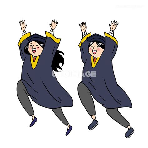 졸업이야기01 L190124 덧니랑 일러스트 캐릭터 일러스트 남자 여자 남학생 여학생 학생 고등학생 중학생 대학생 졸업 졸업증 학사모 행복