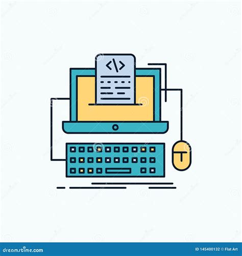 code coding computer monoblock screen flat icon green and yellow