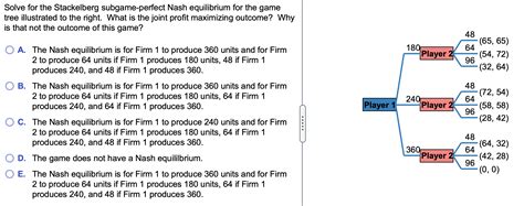 Solved Solve For The Stackelberg Subgame Perfect Nash