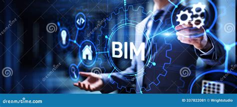 Bim Building Information Modeling Technology Concept On Virtual Screen