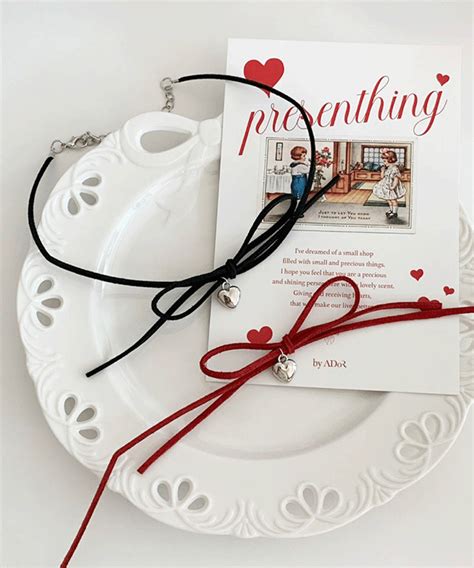 당일출고2color 스웨이드 리본 끈 발레코어 하트 축제 연말 연초 포인트 초커 목걸이 에이블리