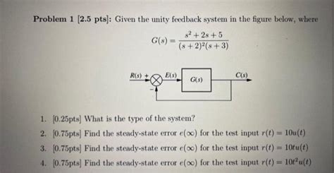 Solved Problem 1 25 Pts Given The Unity Feedback System