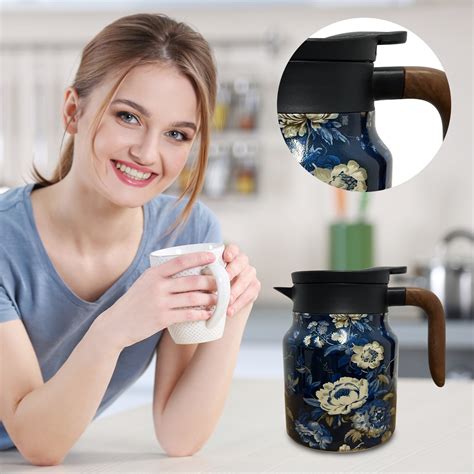 Vintage Floral Tea Pot With Built In Infuser Insulated Stainless Steel