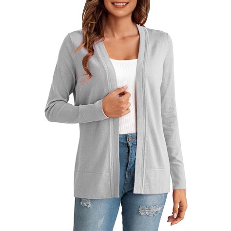 Womens Cardigan Solid Long Sleeved Buttonless Casual Knitted Sweater