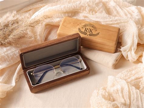 Personalized Engraved Eyeglass Case Custom Name Walnut Wood Sunglasses