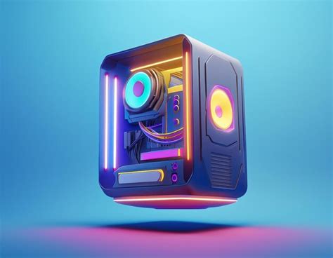 3d Colorful And Futuristic Computer Case With Neon Lights 3d Render