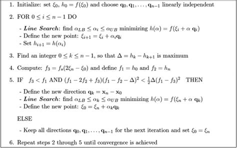 Minimization Algorithm Based On Powells Conjugate Direction Method Download Scientific Diagram