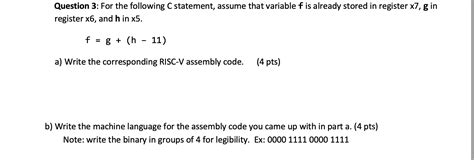 Solved Question For The Following C Statement Assume Chegg