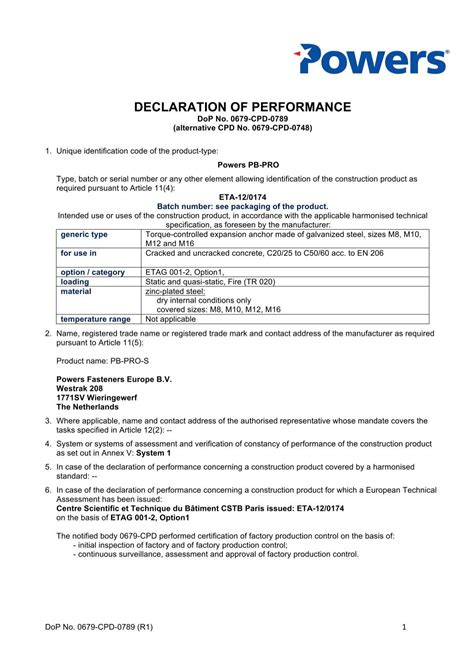 Declaration Of Performance