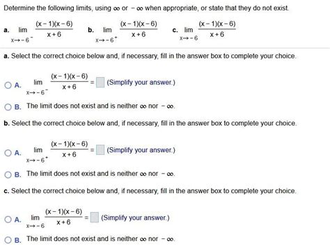 solved determine the following limits using oo or o when