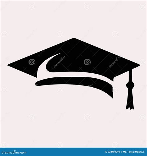 Minimalist Degree Logo With Convocation Cap In Black Silhouette Vector