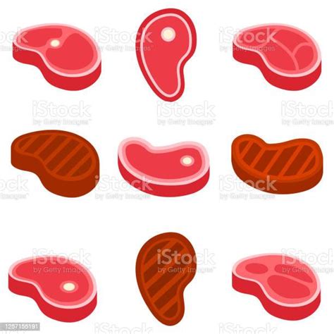 고기 플랫 스테이크 아이콘 흰색 배경에 고립 된 벡터 일러스트 고기에 대한 스톡 벡터 아트 및 기타 이미지 고기 구이