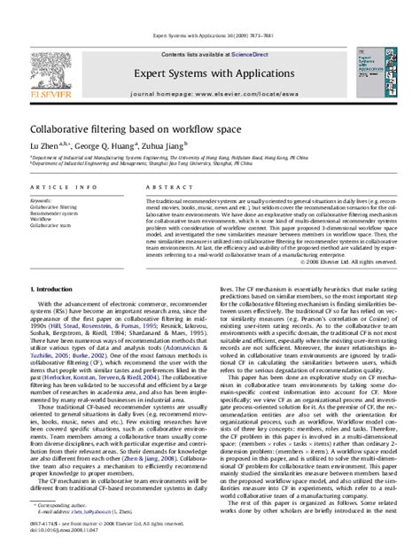 Pdf Collaborative Filtering Based On Workflow Space