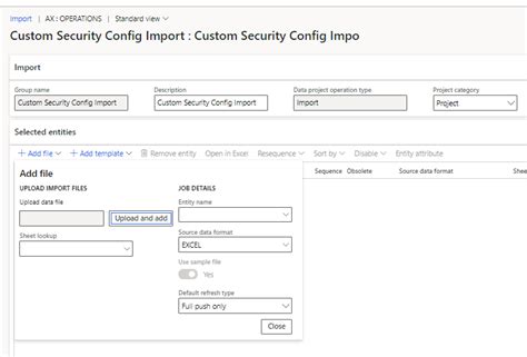 import or export a customized security configuration with d365