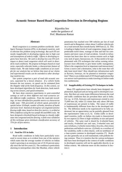 Pdf Acoustic Sensor Based Road Congestion Detection In Rijureport