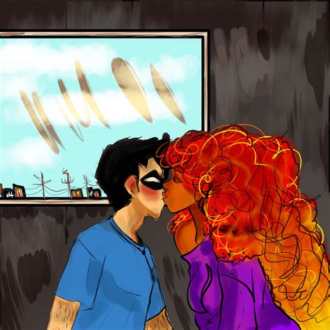 Starfire And Robin Kiss