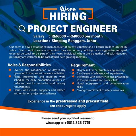 Ts Muhammad Muqrie On Linkedin Hiring Project Engineer Requirement Degree In Civil 3 5 Years