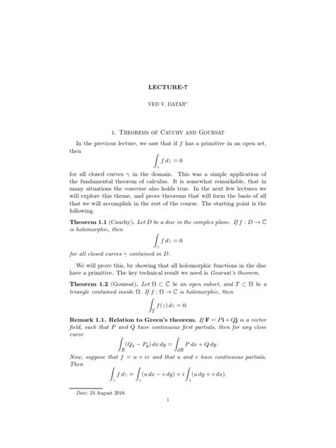 Cauchy Thorem Pdf Holomorphic Function Mathematical Analysis