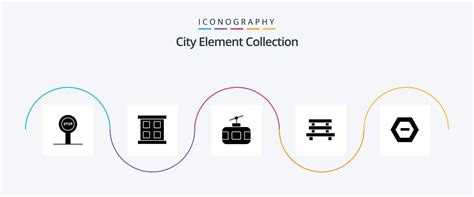 City Element Collection Glyph 5 Icon Pack Including Element Bench Tourism 19207362 Vector
