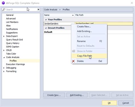Share Code Analyzer Profiles