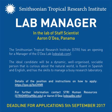 Lab Manager Position Open Baseline Caribbean