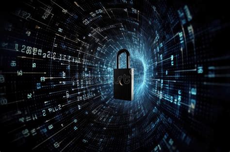 A Lock On A Cyber Security Background Prevents Hacking In The Network